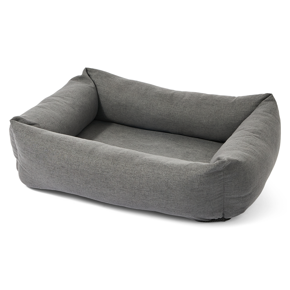 Paws for Life Rectangular Bolster Pet Bed Faux Linen Dark Grey | Top ...
