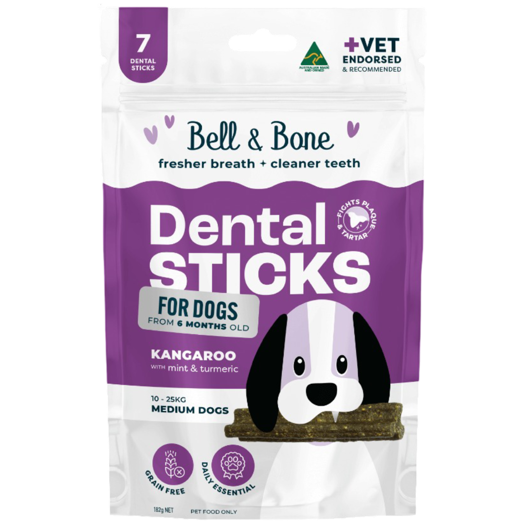 Bell and Bone Kangaroo Mint Turmeric Dental Dog Treats Medium | Top ...