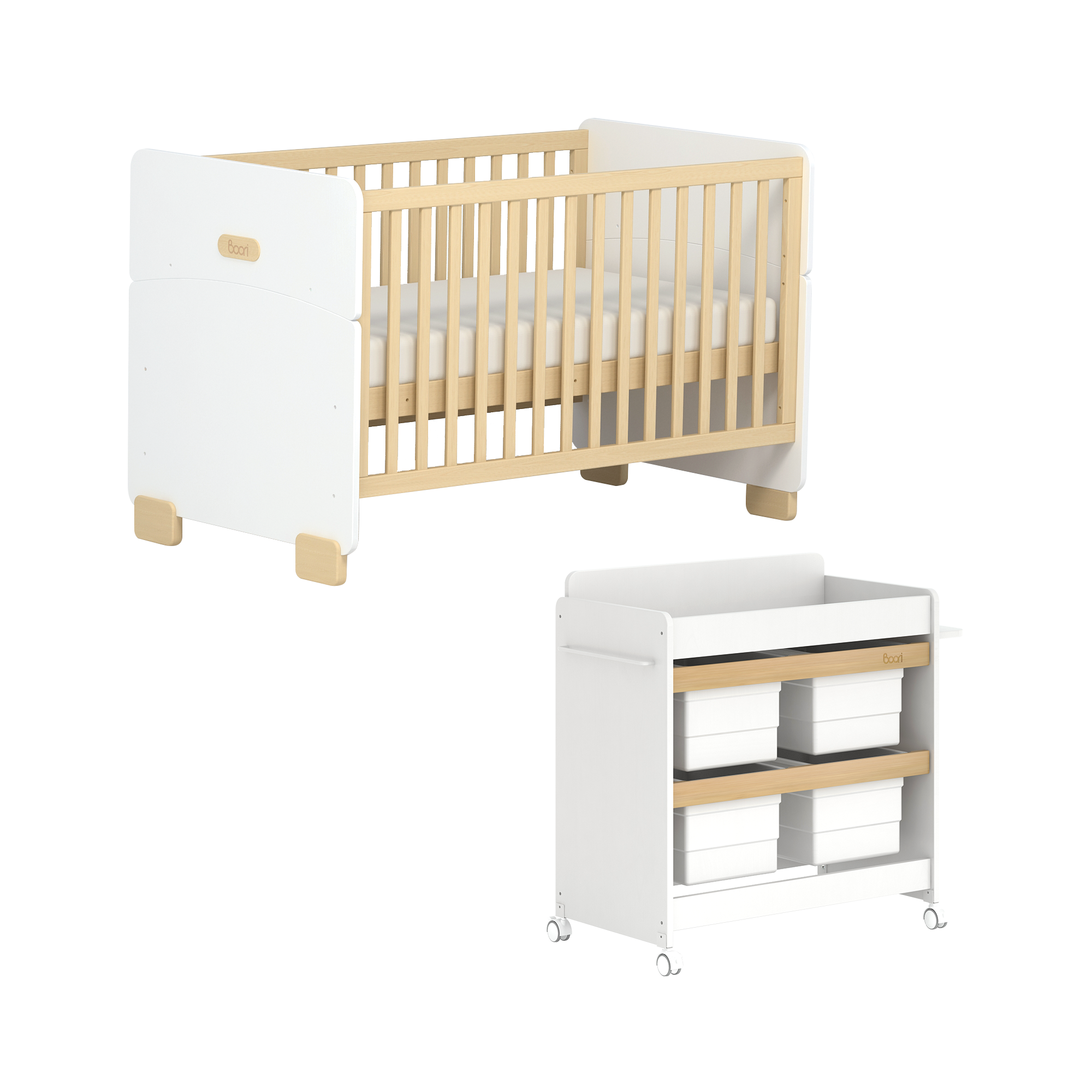 Boori Matilda Cot Bed, Storage Changer & Mattress Package | Baby Bunting AU