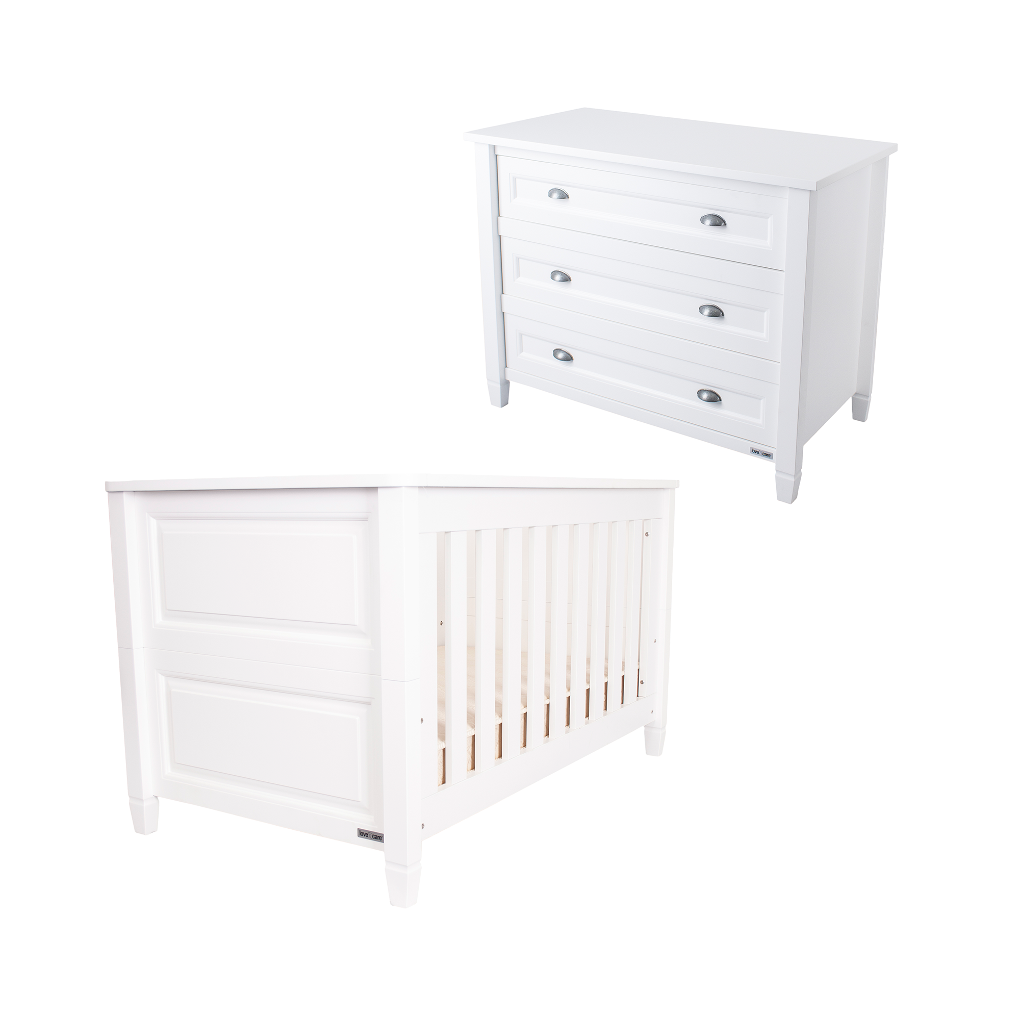 Everly Cot, Love N Care Chest & Love N Care Mattress Package | Nursery ...